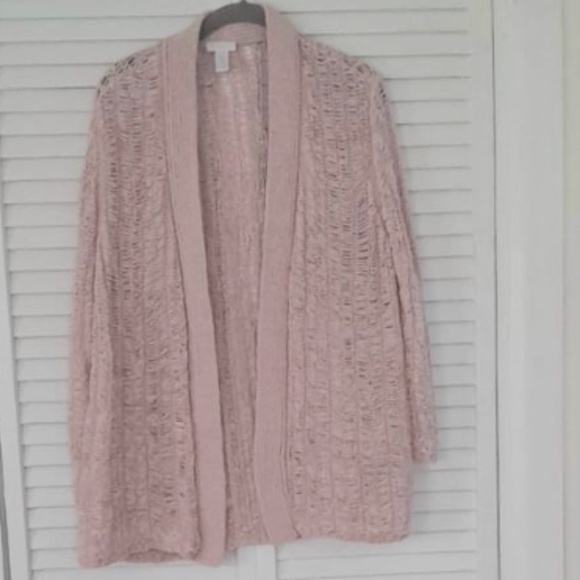 Chico's | Sweaters | Chicos Ribbon Open Front Weave Ribbon Yarn Crochet ...